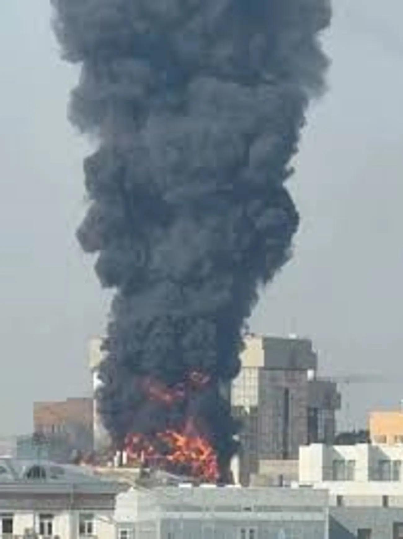 An elite residential complex is on fire in the center of Moscow, the ...